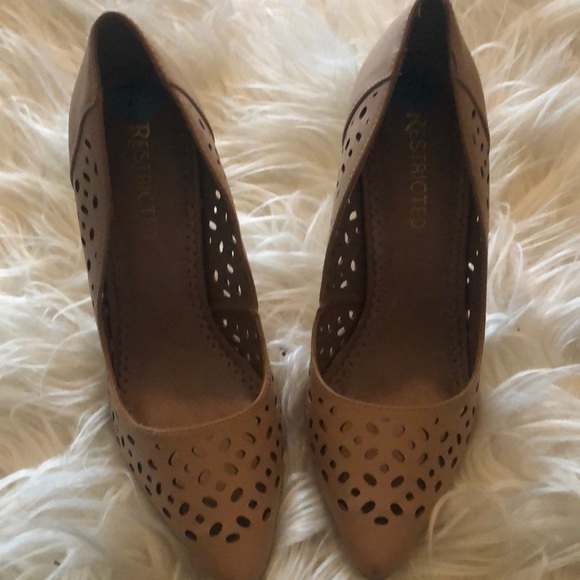 Restricted | Shoes | Restricted Nude Laser Cut Heels | Poshmark